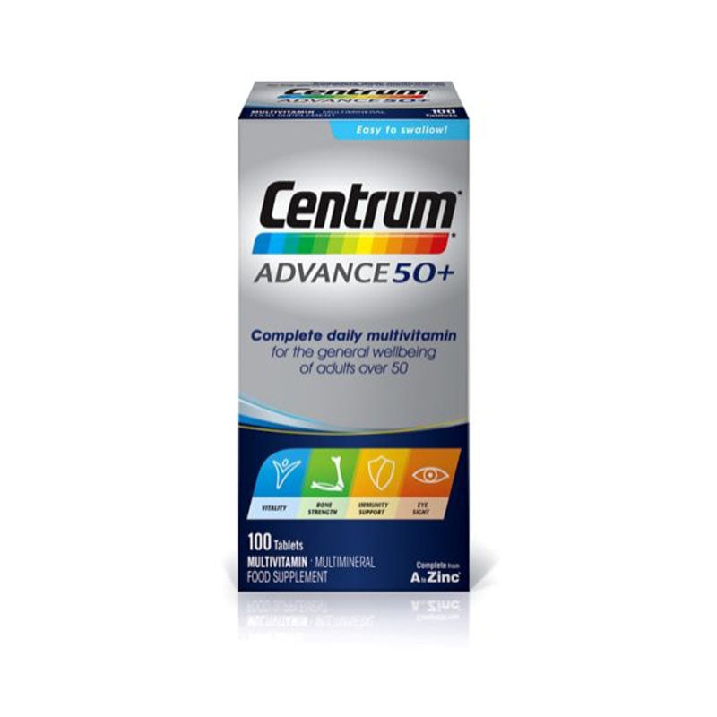 Centrum Advance 50+ A to Z Multivitamins & Minerals 100 Tablets ...